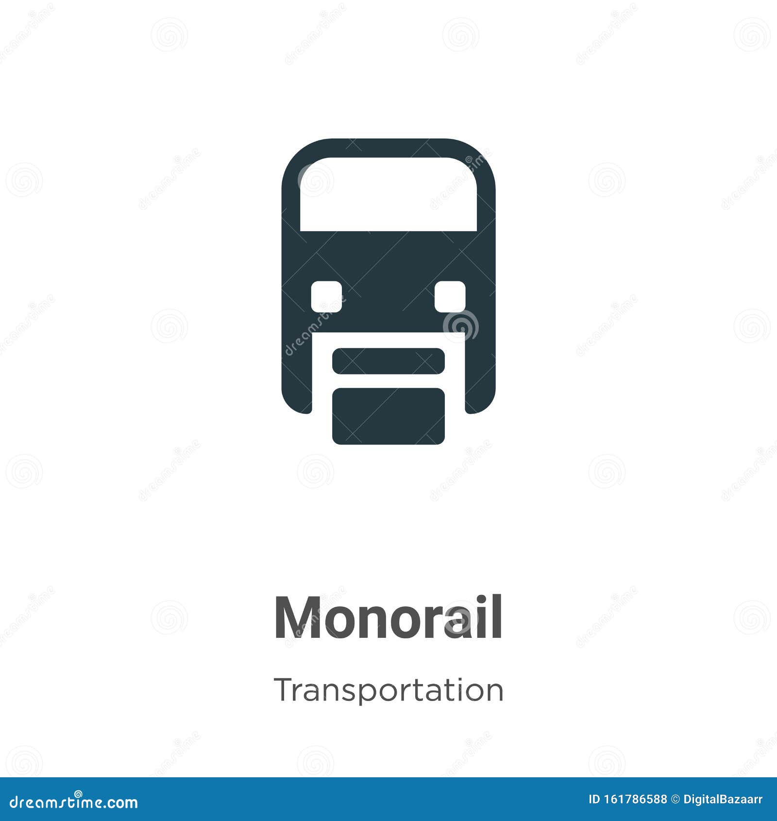 Monorail Vector Icon on White Background. Flat Vector Monorail Icon ...