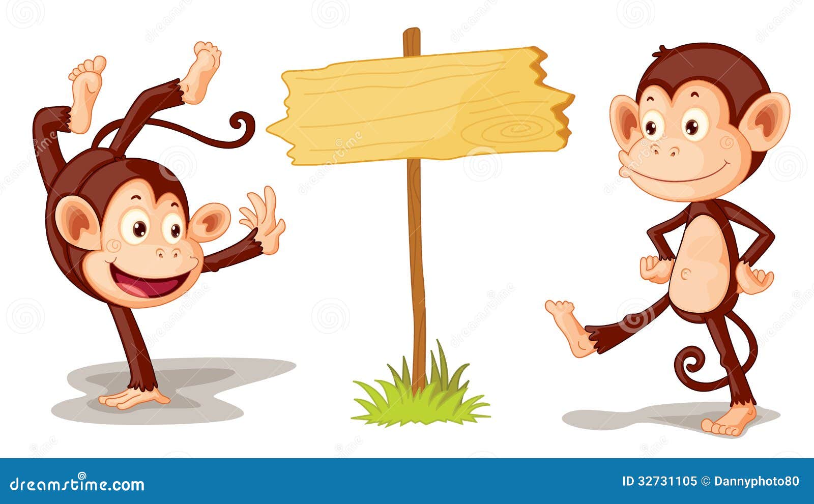 Monos con la bandera ilustración del vector. Ilustración de historieta ...