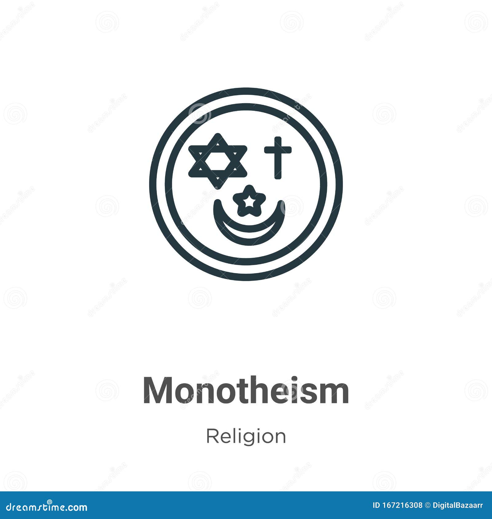 Monotheism Outline Vector Icon. Thin Line Black Monotheism Icon, Flat ...