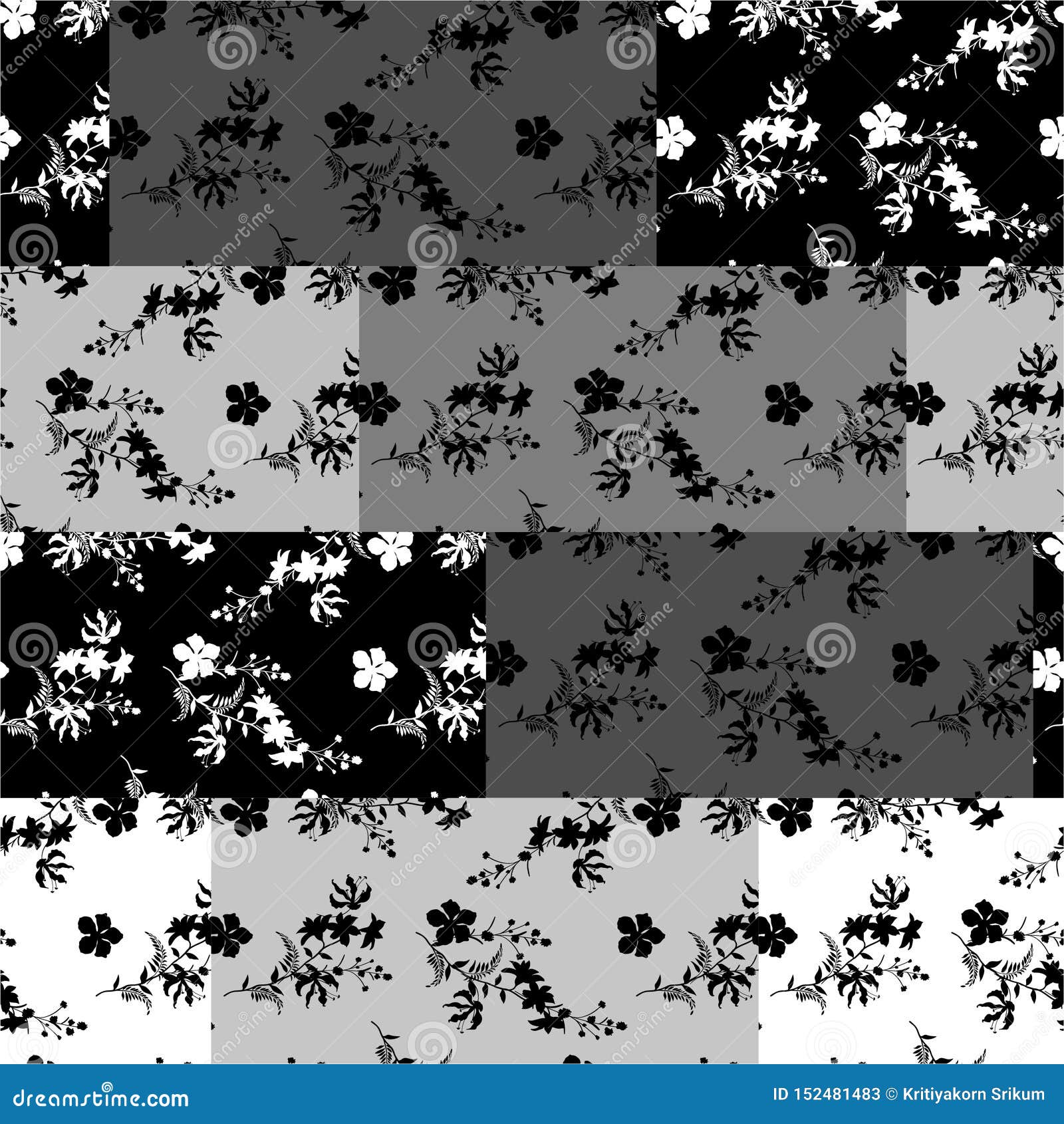 Monotone Black ,white and Grey Shade Vector Patchwork Horizontal ...