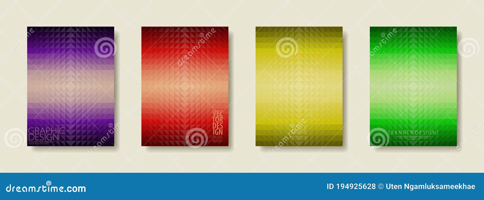 Monotone Poster Set Geometric Triangle Background Vector Illustration ...