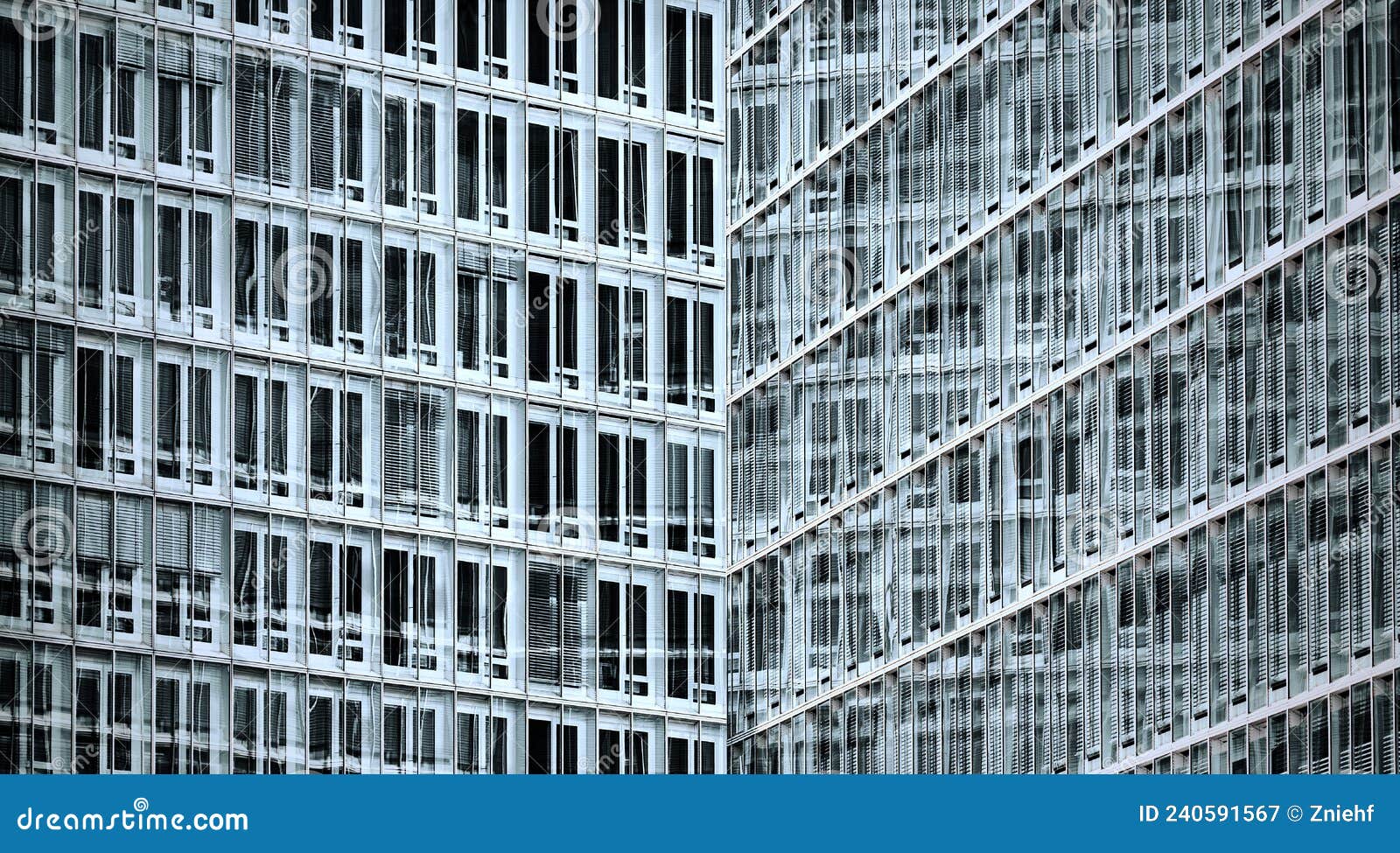 Monotonous Facade of Office Tower with Large Window Front in Concrete ...