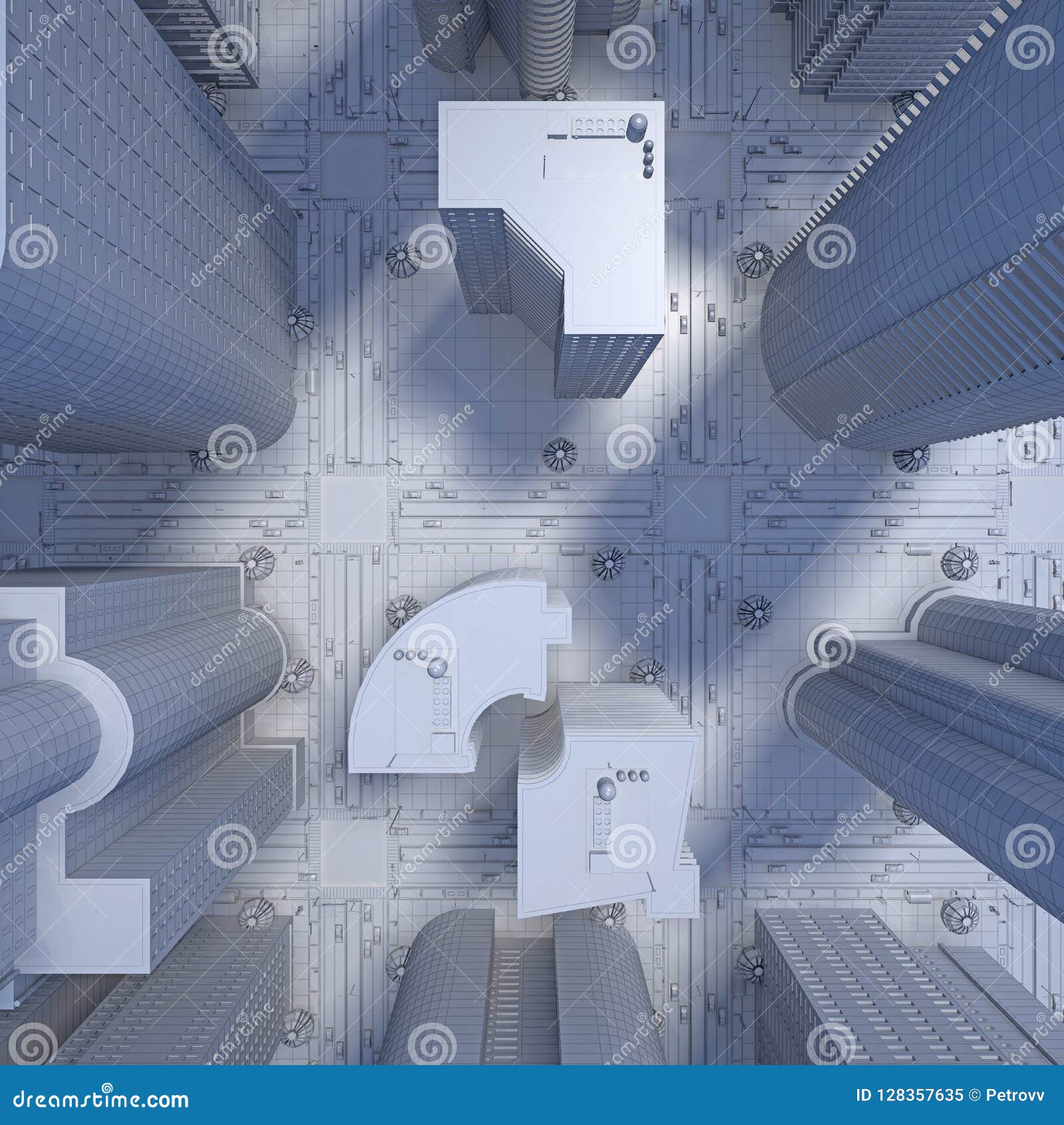 Monotonous Modern City from Top View Stock Illustration - Illustration ...