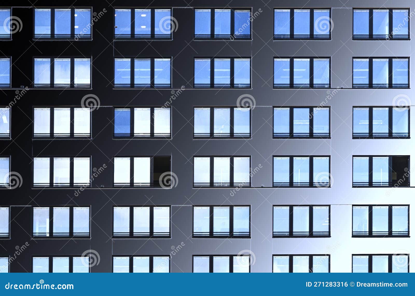 Monotonous Office Tower with Rectangular Windows in the Falling ...