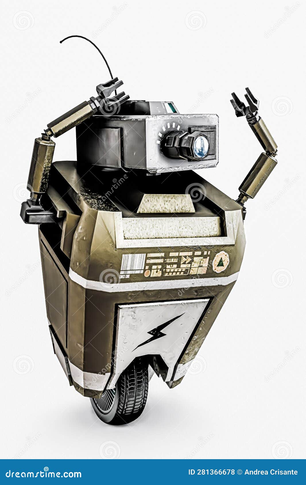 Monowheel Robot Isolated on White Background Stock Illustration ...