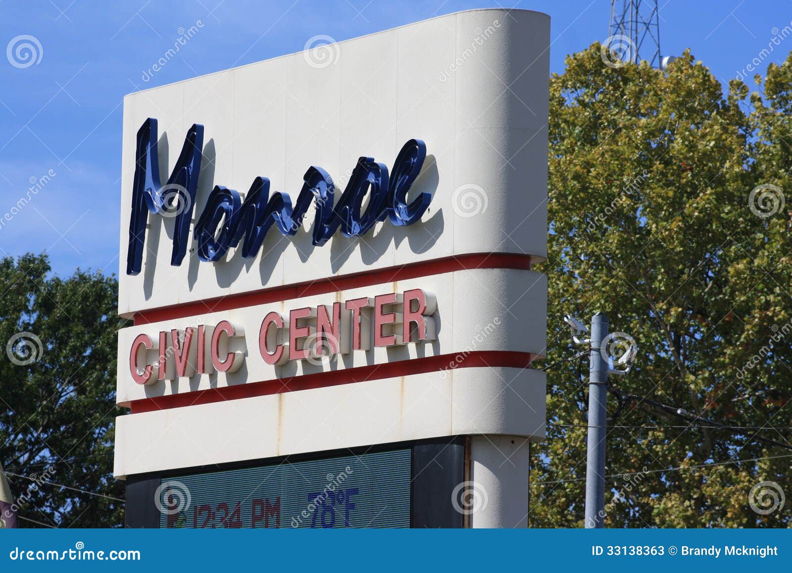 Monroe City Civic Center Sign Photo stock éditorial - Image du signe ...