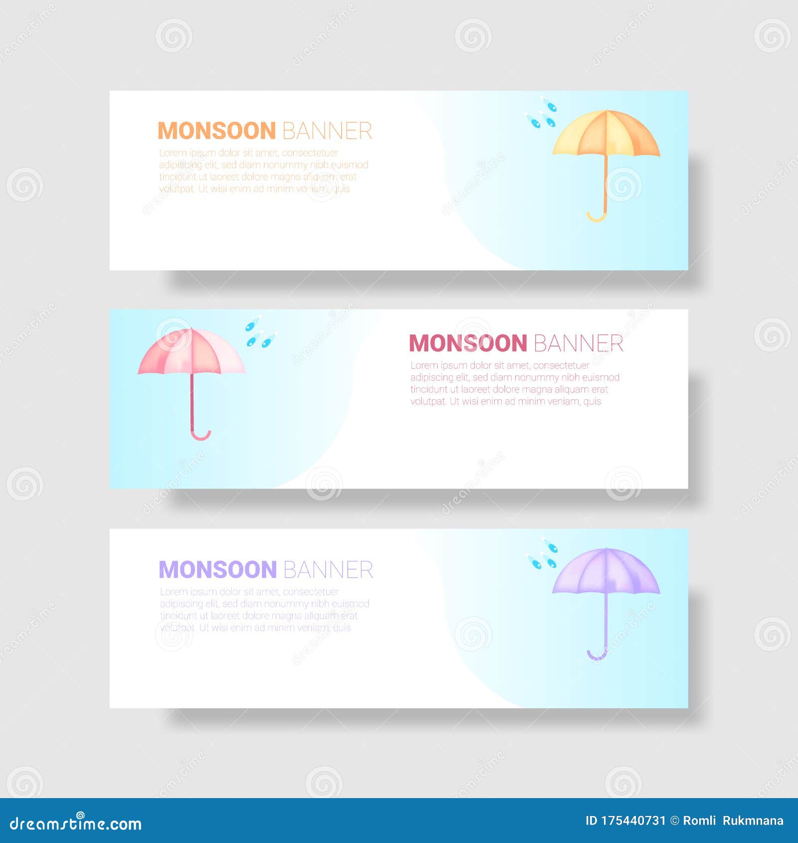 Monsoon Banner with Umbrella Symbol Stock Vector - Illustration of rain ...