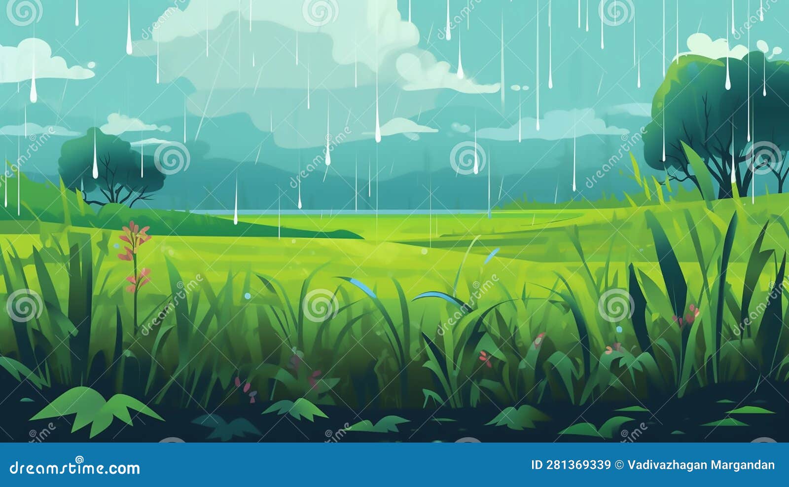 Monsoon landscape stock illustration. Illustration of fertilizer ...