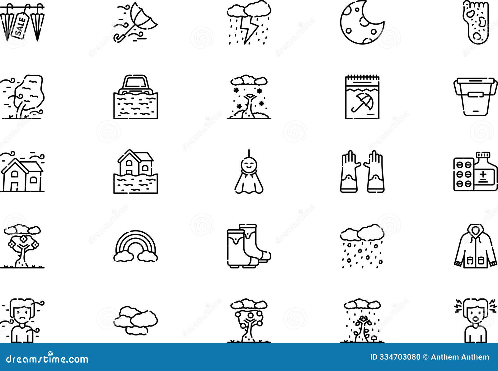 Monsoon Icons Collection Is A Vector Illustration With Editable Stroke ...