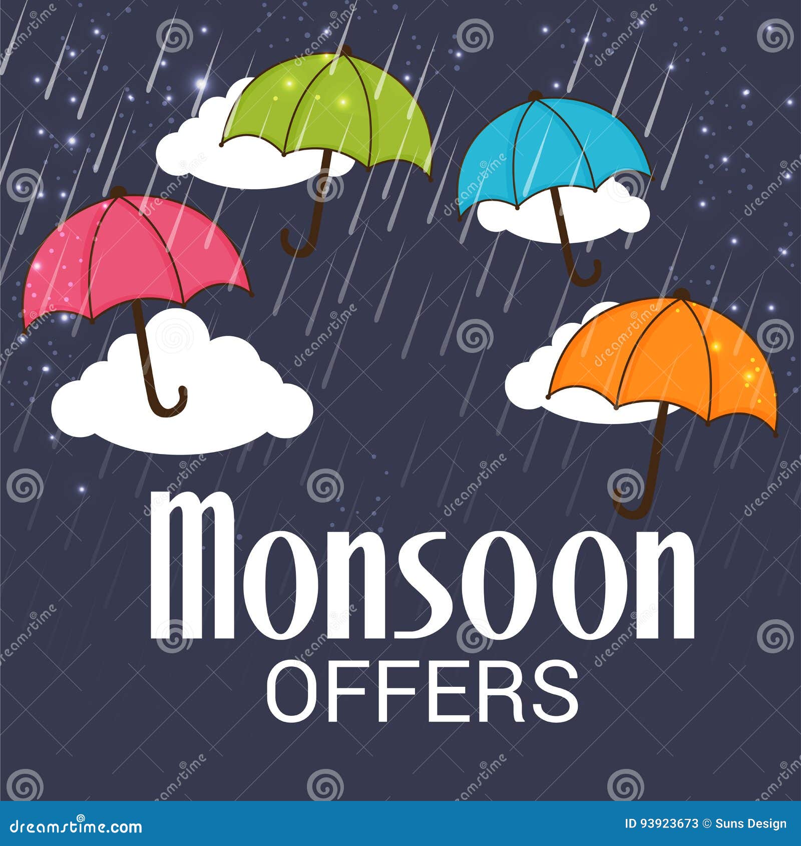 Monsoon Offers stock illustration. Illustration of raindrops - 93923673
