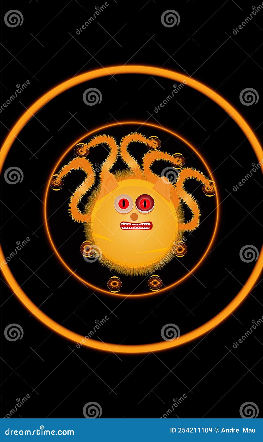 Alien Cat Monster stock illustration. Illustration of gray - 254211109