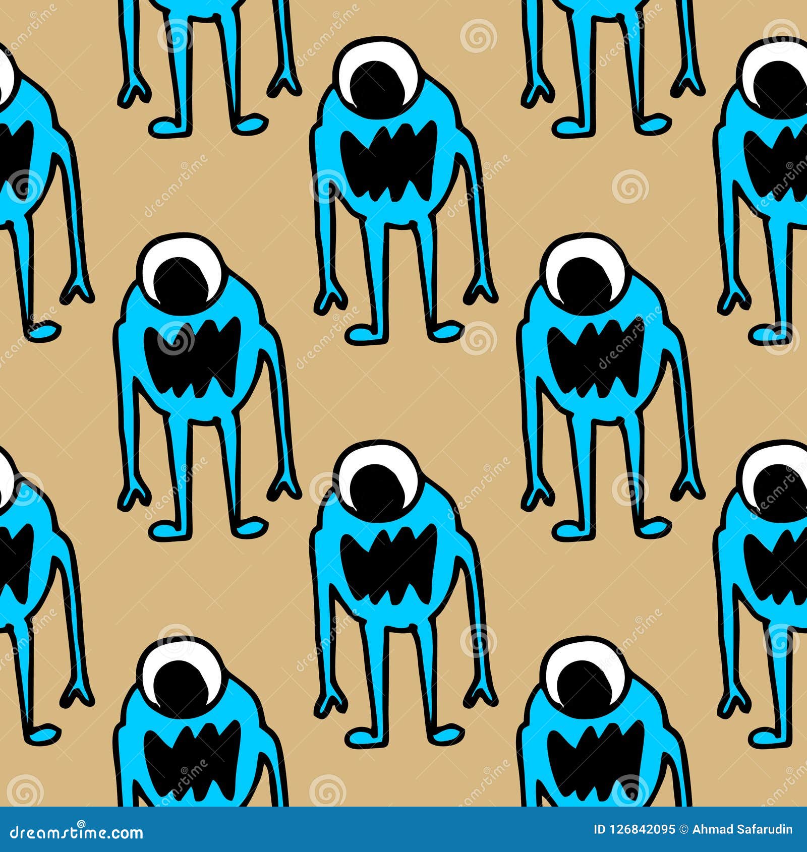 Monster Alien Character Pattern Seamless Background Stock Vector ...