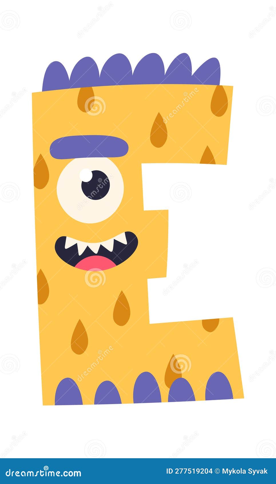 Monster Alphabet E Letter stock vector. Illustration of typography ...