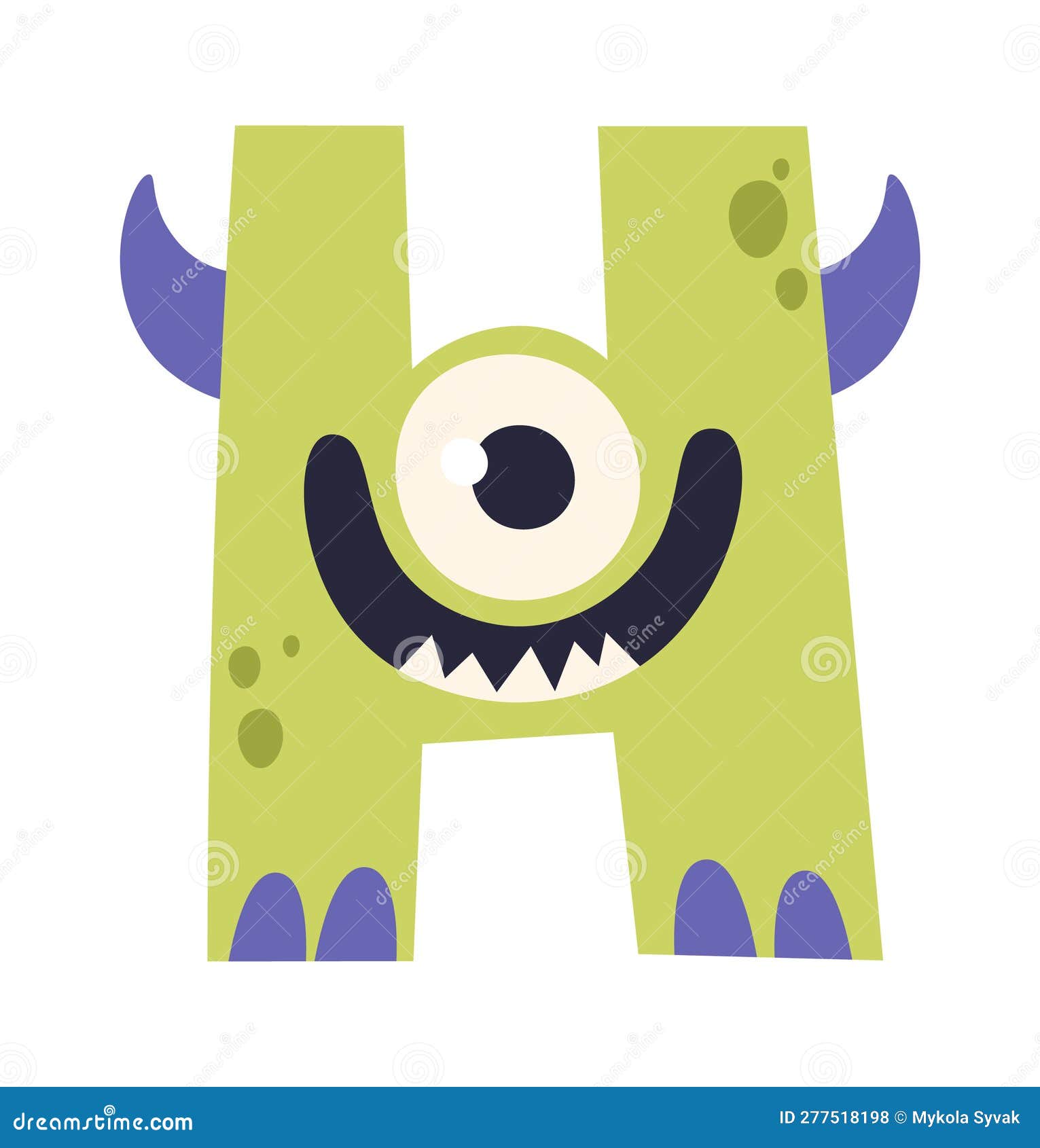 Monster Alphabet H Letter stock vector. Illustration of font - 277518198