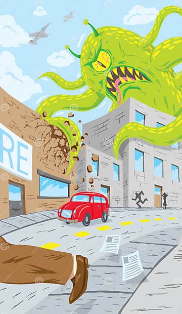 Monster attack stock vector. Illustration of giant, cartoon - 31019285