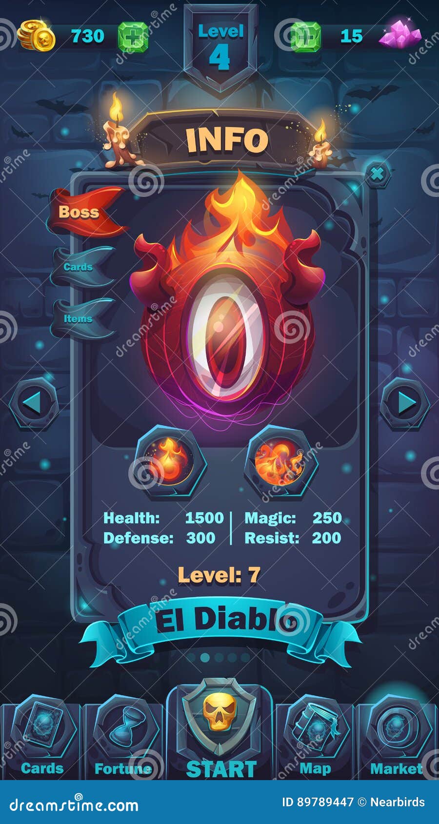 Monster Battle GUI Playing Field Vector Illustration | CartoonDealer ...