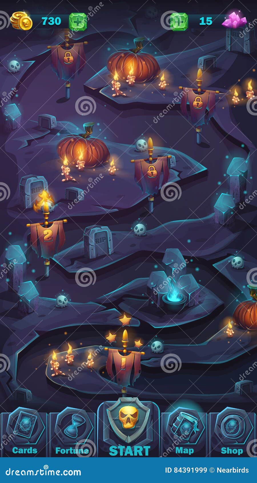 Monster Battle GUI Map Window Stock Vector - Illustration of icon, road ...