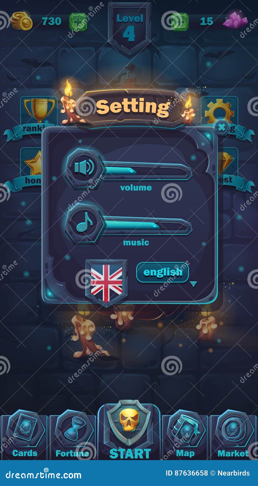 Monster Battle GUI Opened Door Cartoon Vector | CartoonDealer.com #79503739