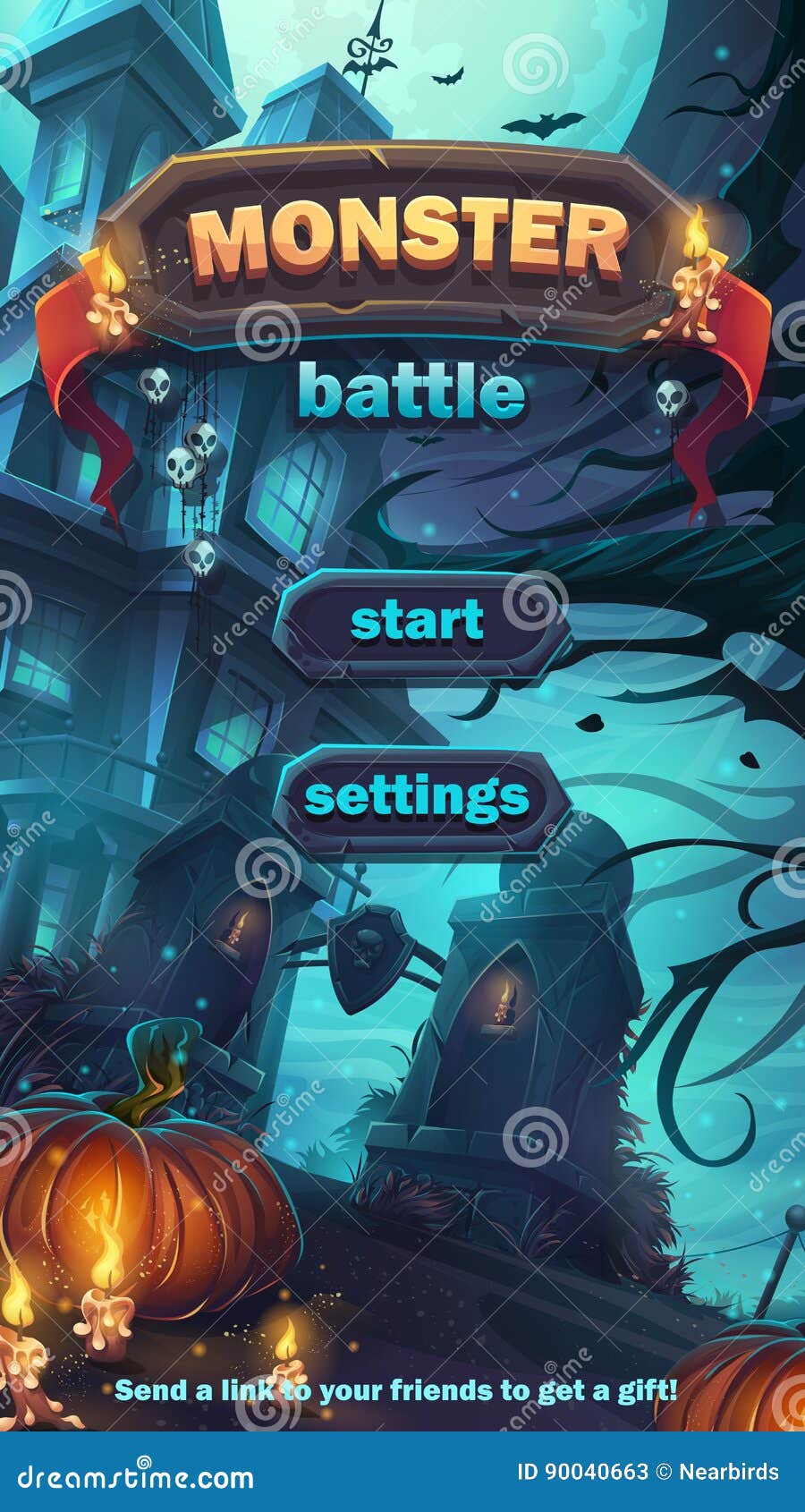 Monster Battle GUI Start Playing Field Stock Vector - Illustration of ...