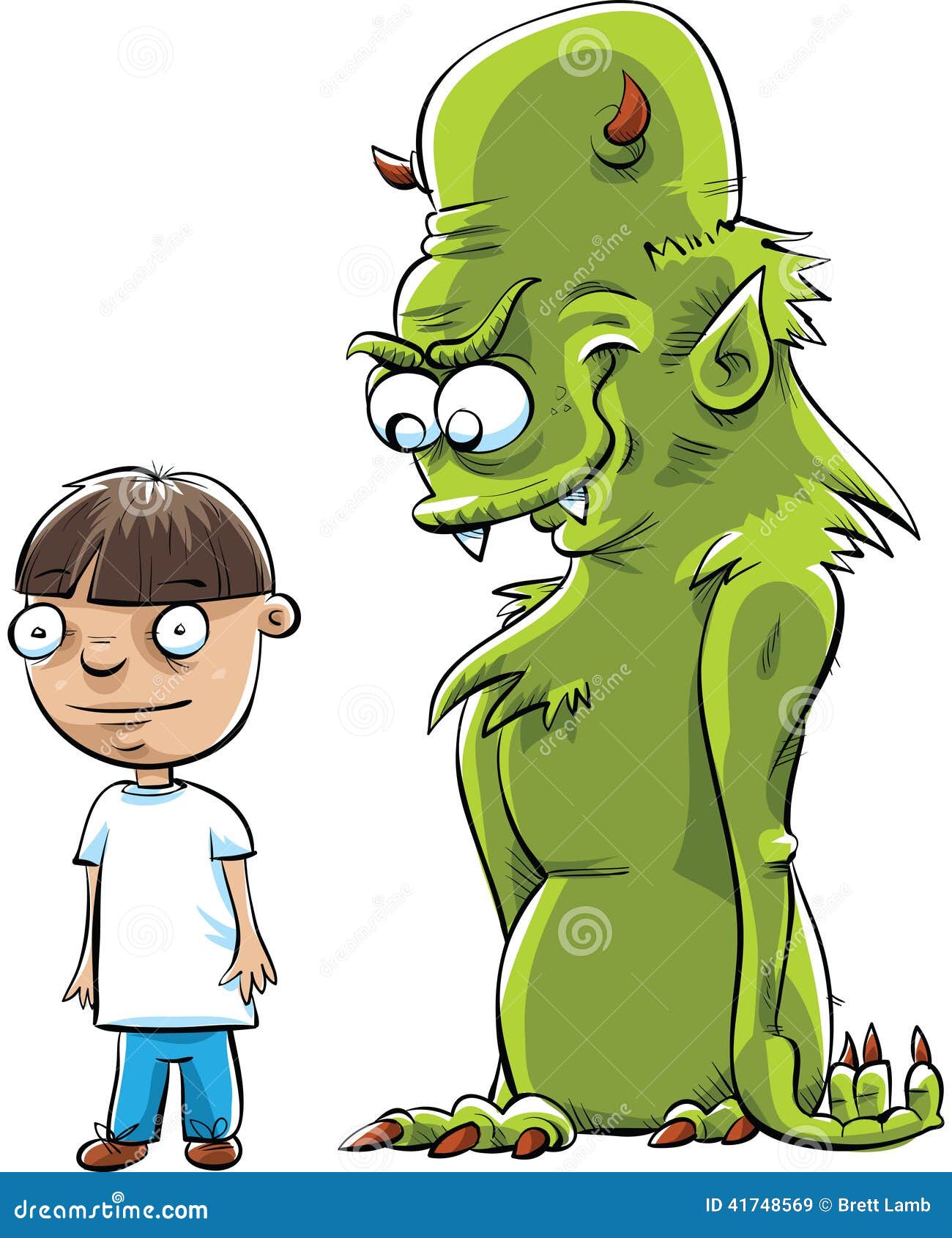 Monster Behind Boy stock illustration. Illustration of green - 41748569