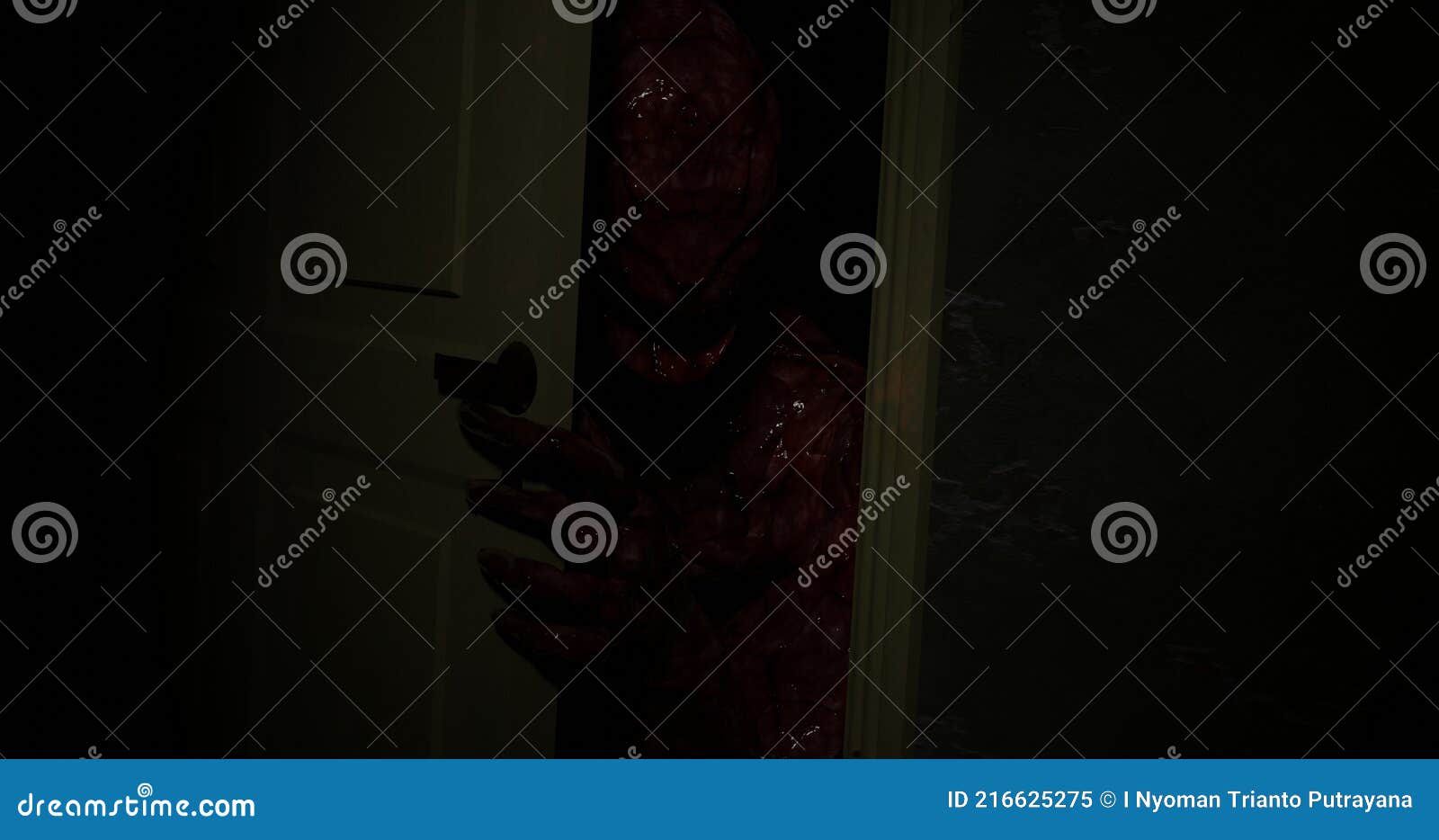 Monster Behind the Door. 3D Rendering Stock Illustration - Illustration ...