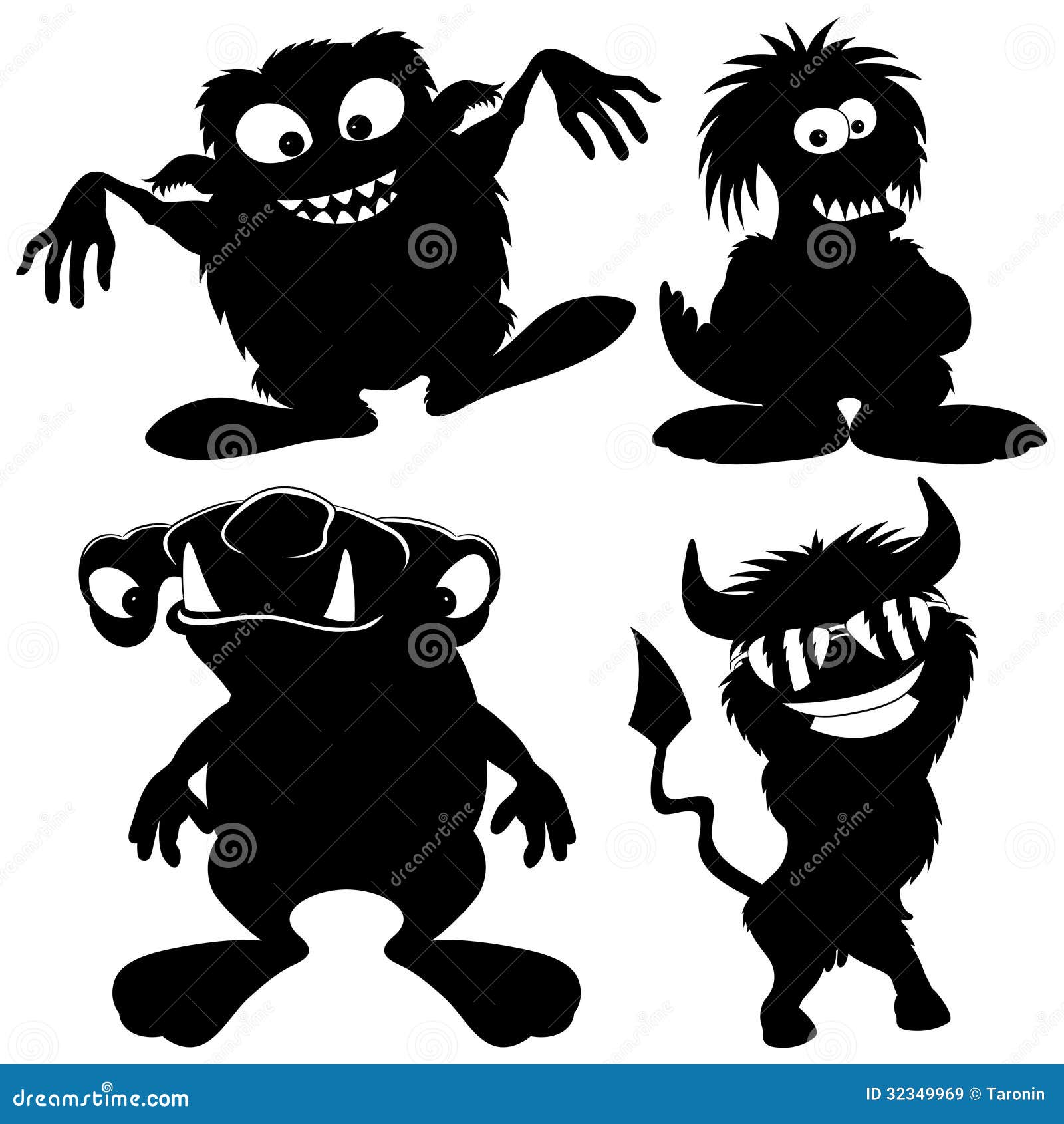 Monster Black Silhouettes. Royalty Free Stock Images - Image: 32349969