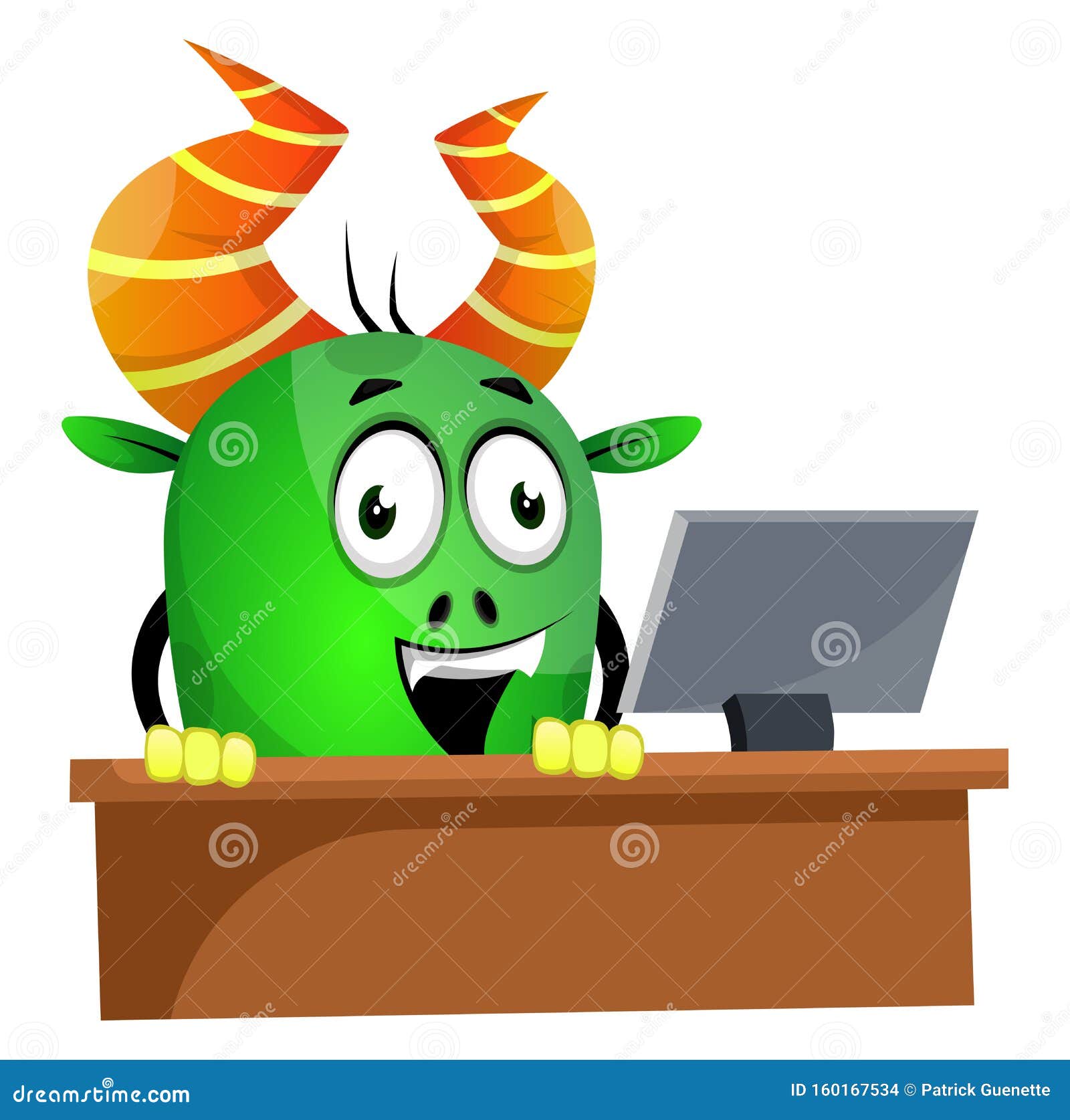 Monster Browsing on Computer, Illustration, Vector Stock Vector ...