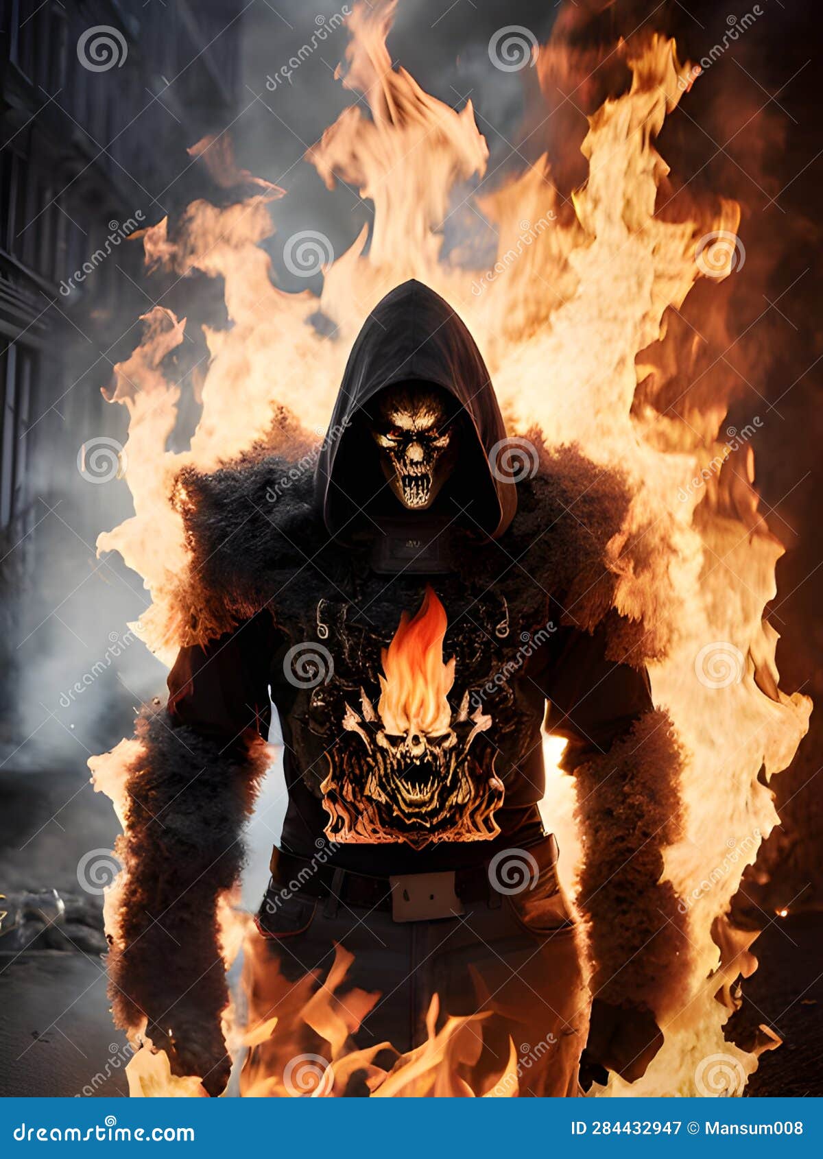 Monster with Burning Fire in the Hell, AI Generated Stock Illustration ...