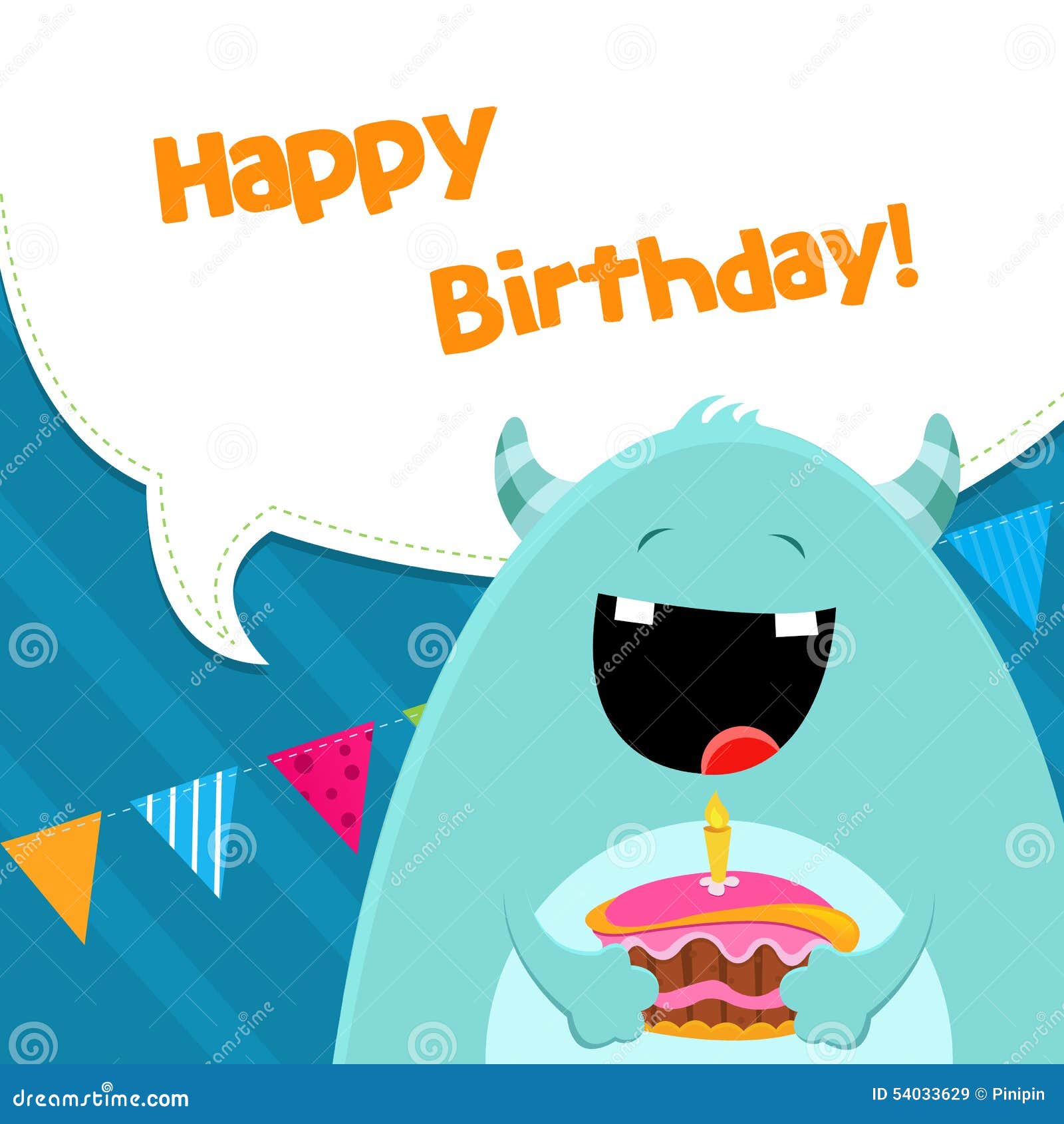 Monster with Cake stock vector. Illustration of party - 54033629