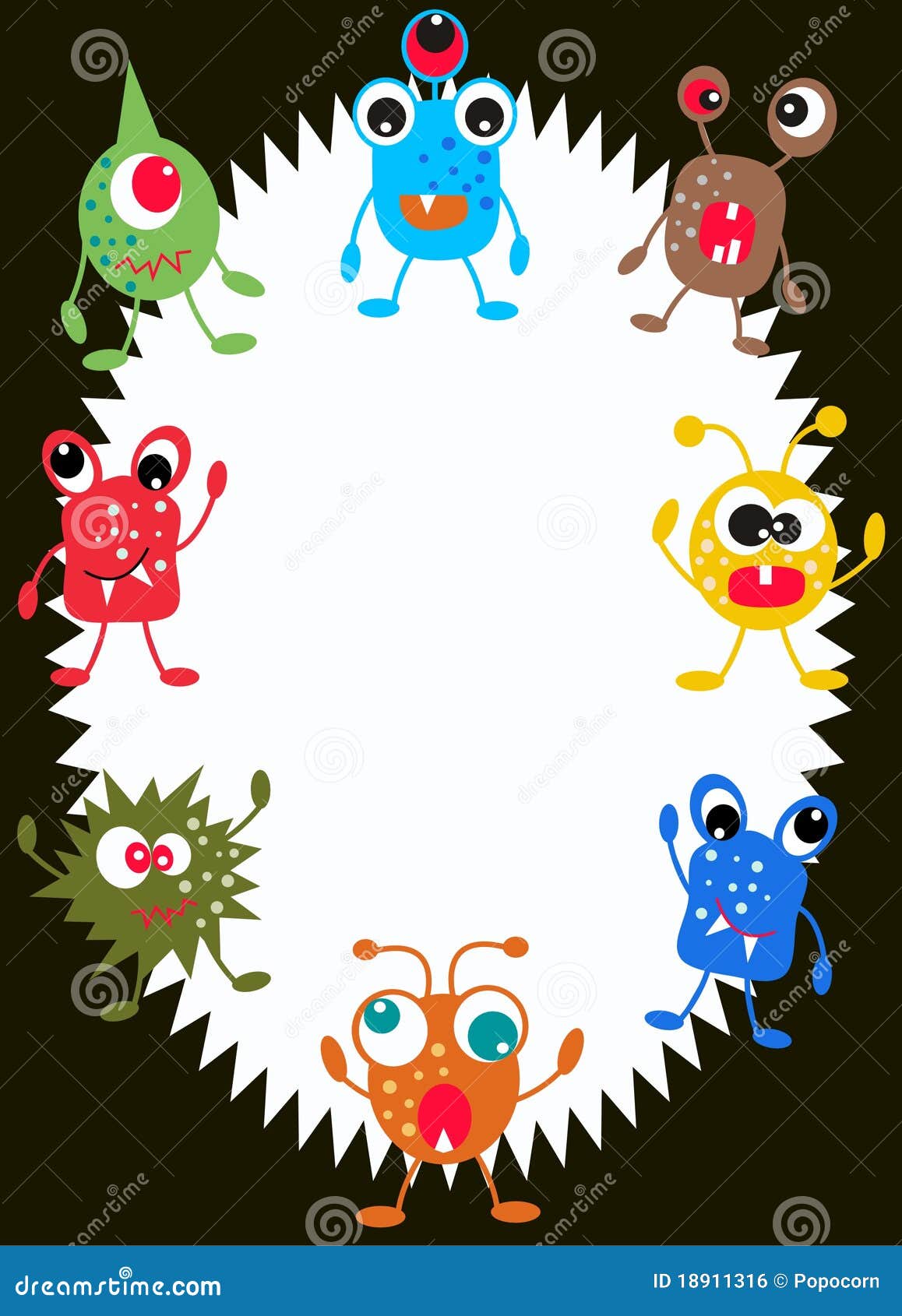 Monster card stock vector. Illustration of festive, border - 18911316