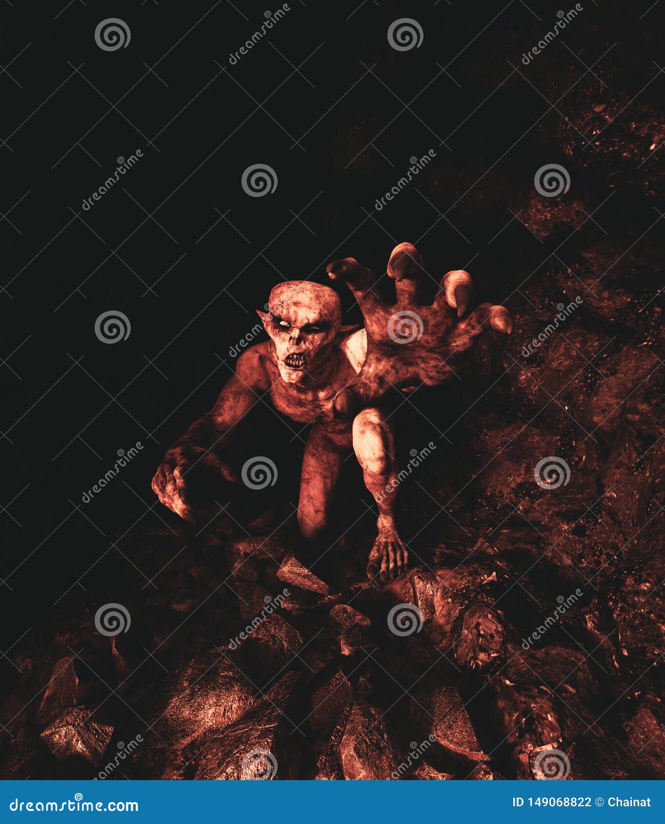 Monster in the cave stock illustration. Illustration of halloween ...