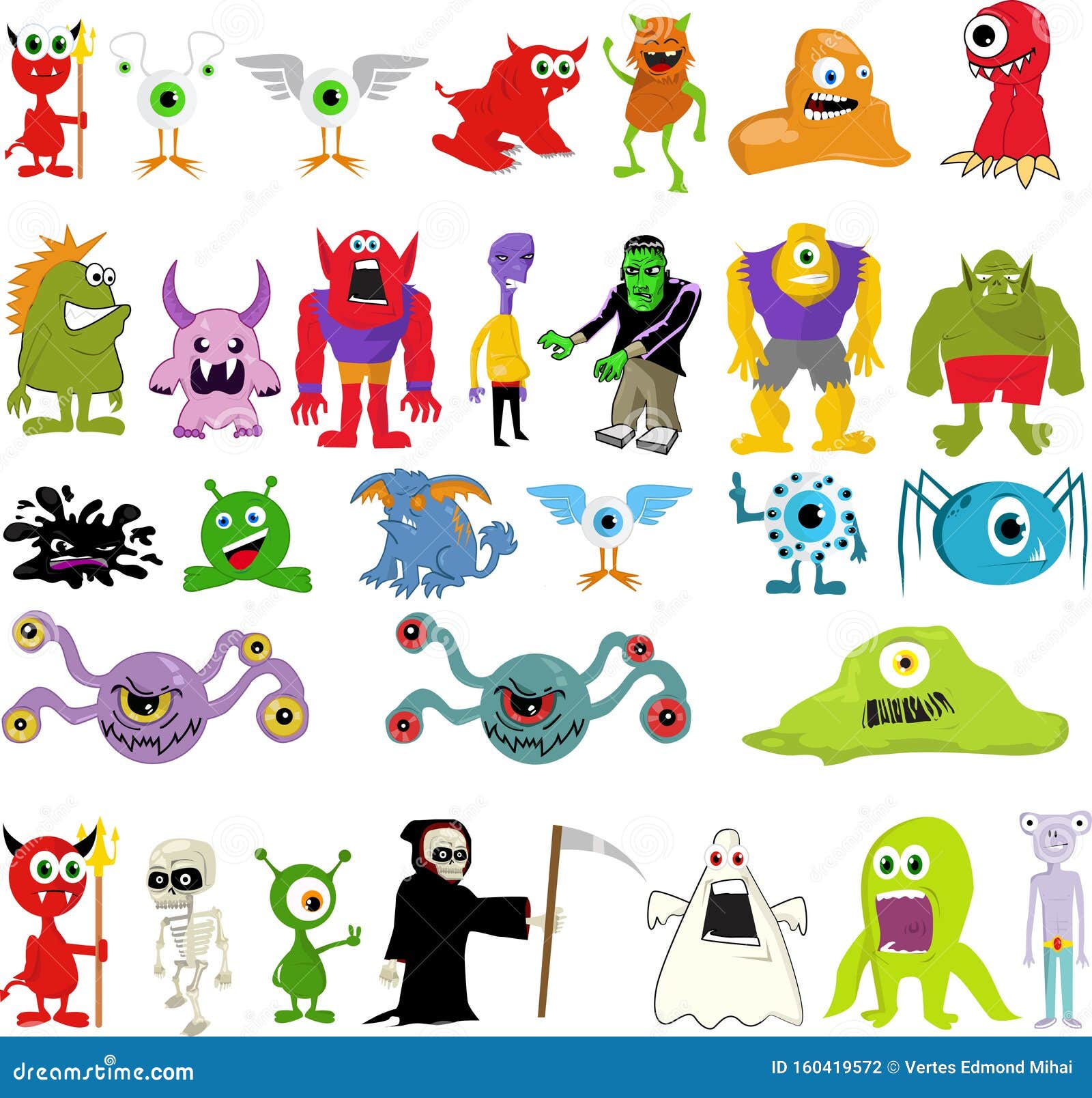 Monster and Character Set stock vector. Illustration of gesture - 160419572