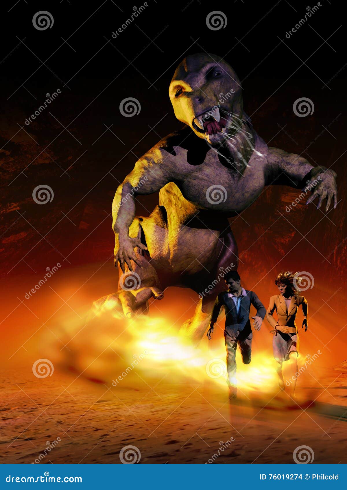 Monster chase stock illustration. Illustration of hunt - 76019274