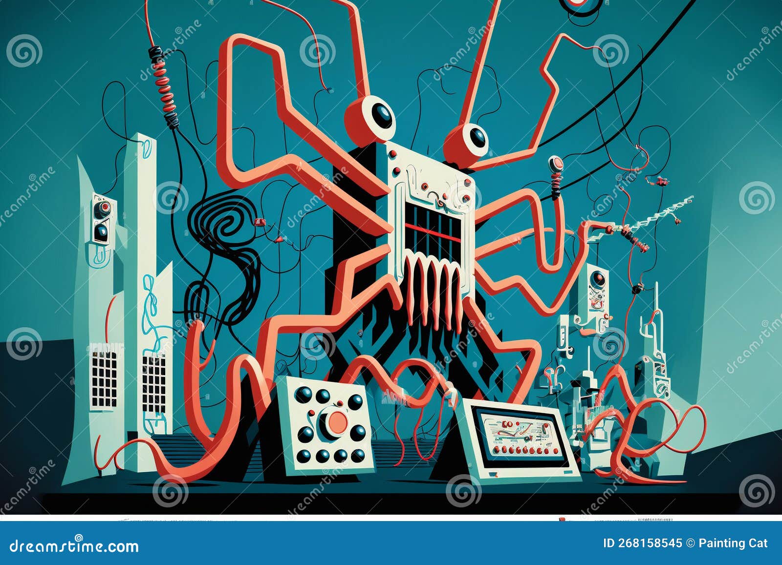 Monster Circuit Computer Technology, Abstract Background, 3d ...