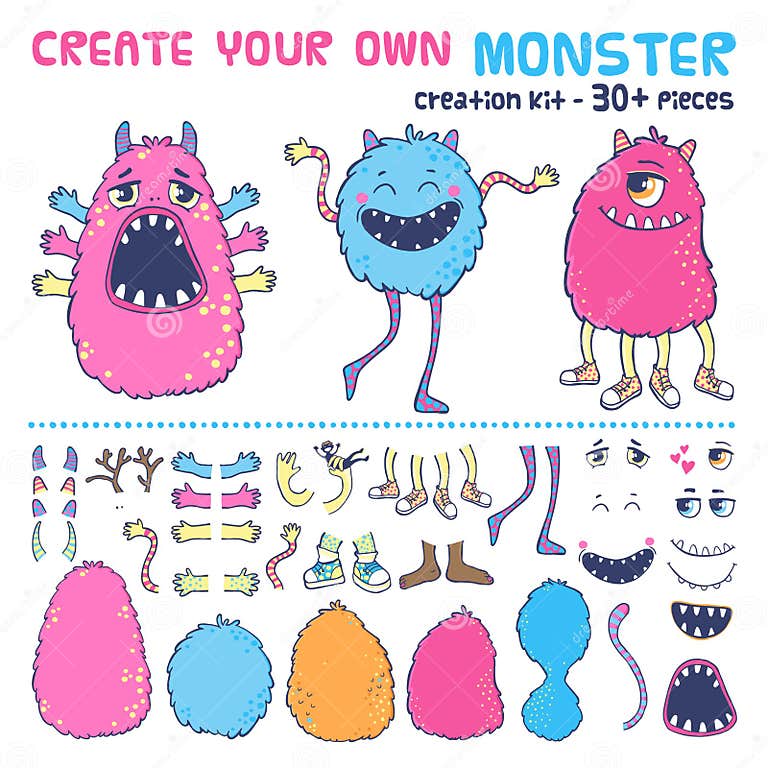 Monster creation kit. stock vector. Illustration of hands - 64532509