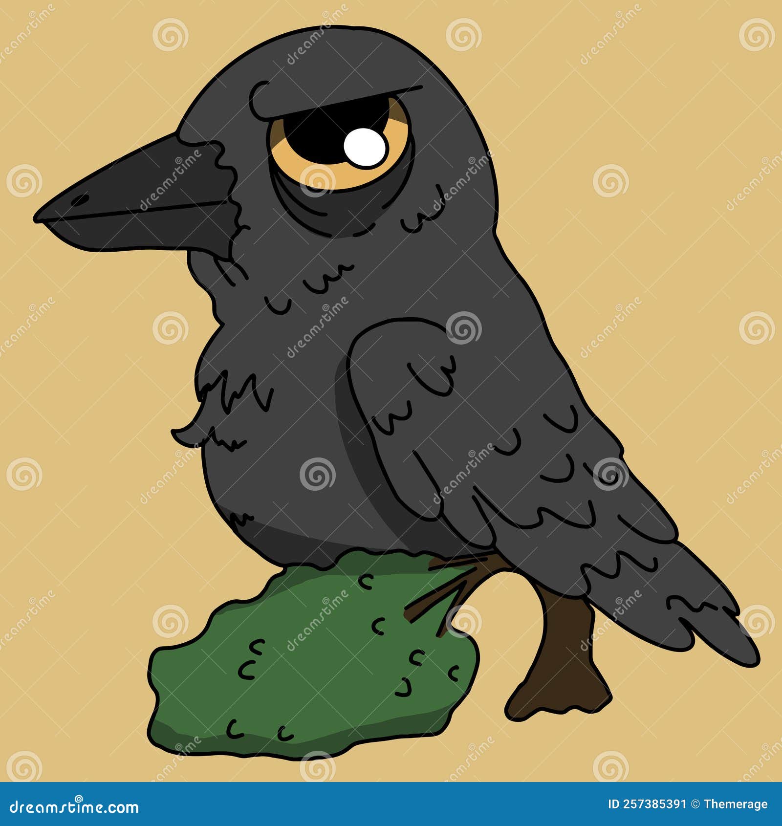 Monster Crow Sitting on a Tree Halloween Illustration Stock Vector ...