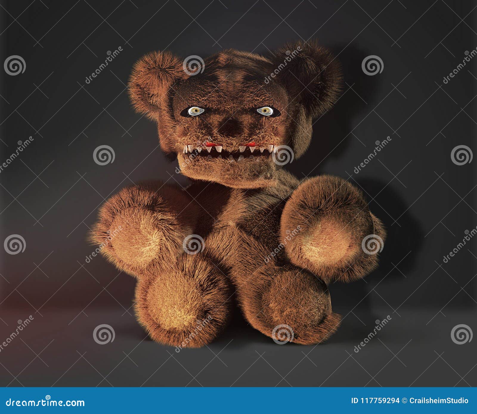 Monster Demon Horror Evil Teddy Bear 3d Rendering Stock Illustration ...