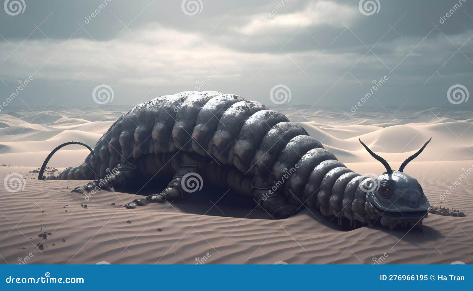 A Monster in the Desert with Sand Dunes Stock Illustration ...
