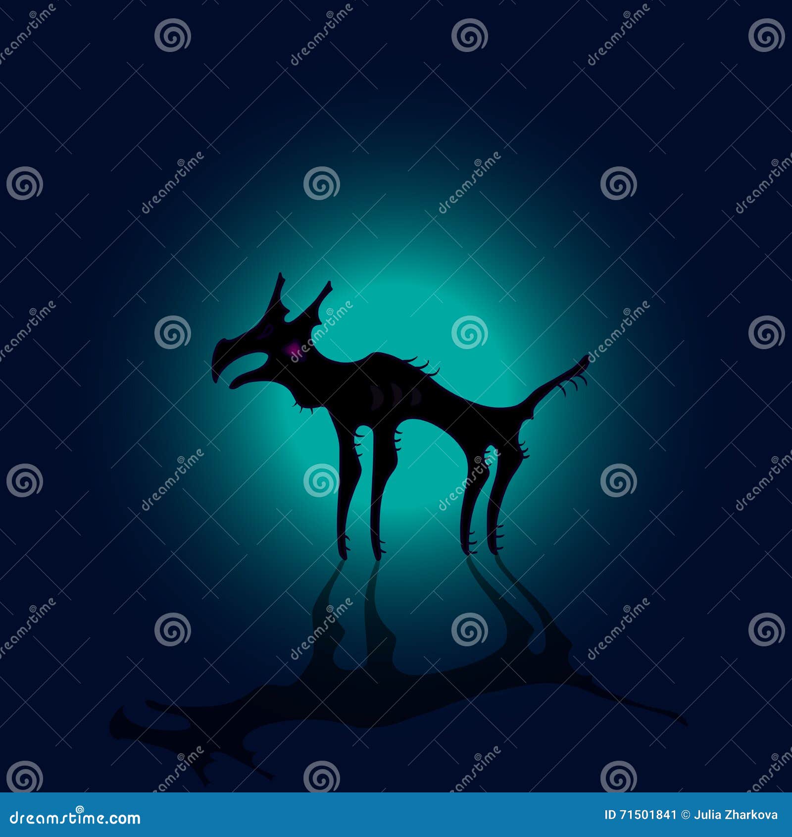 Monster dog in moon shine stock illustration. Illustration of howling ...
