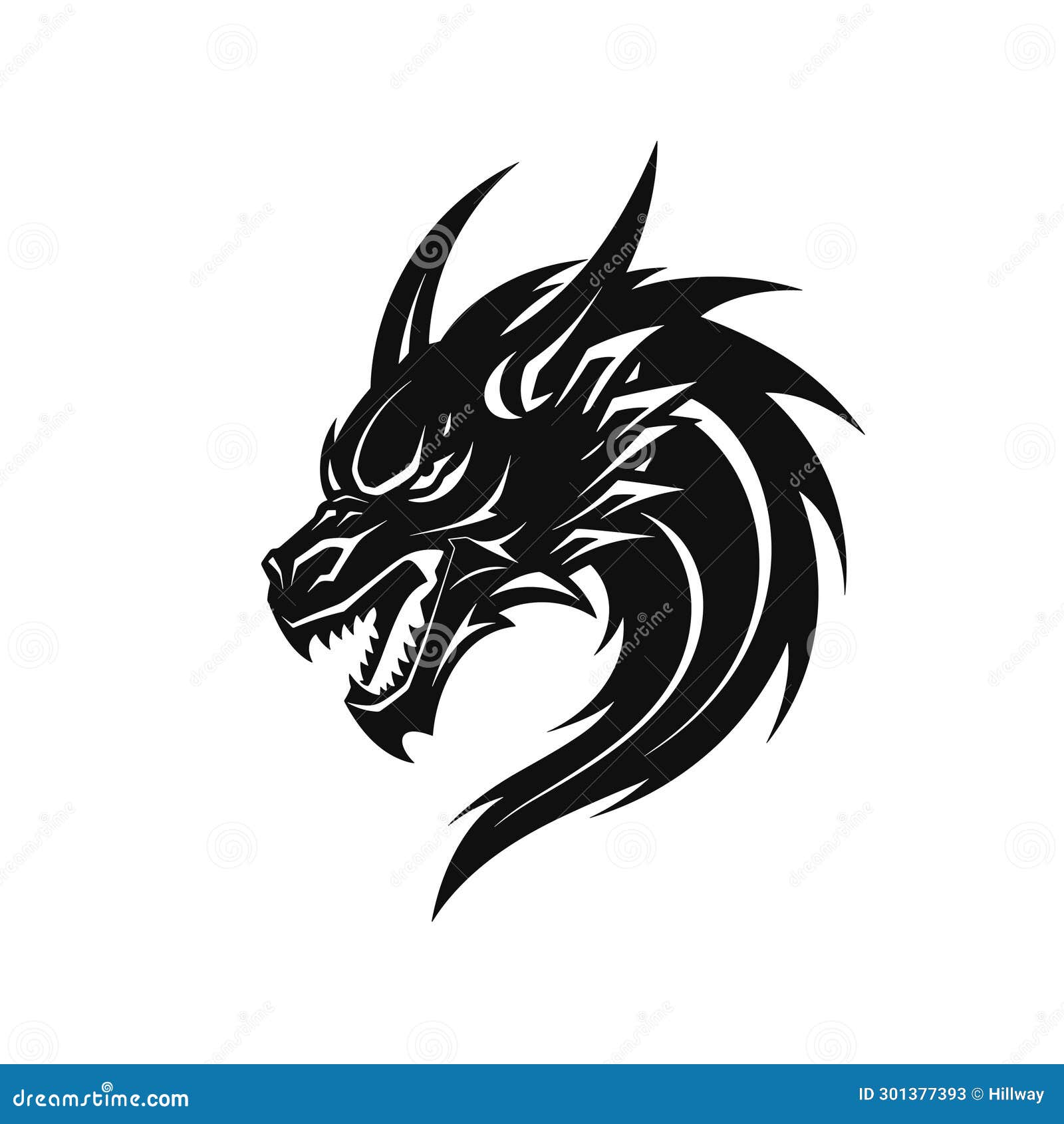 Monster Dragon Head Vector Illustration, Tattoo Logo Icon Design ...