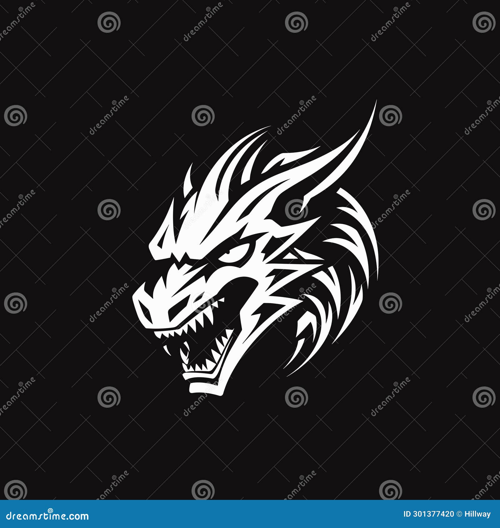 Monster Dragon Head Vector Illustration, Tattoo Logo Icon Design ...