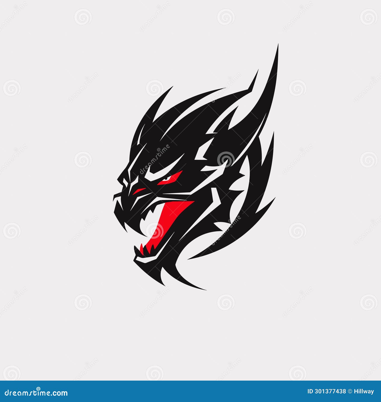 Monster Dragon Head Vector Illustration, Tattoo Logo Icon Design ...
