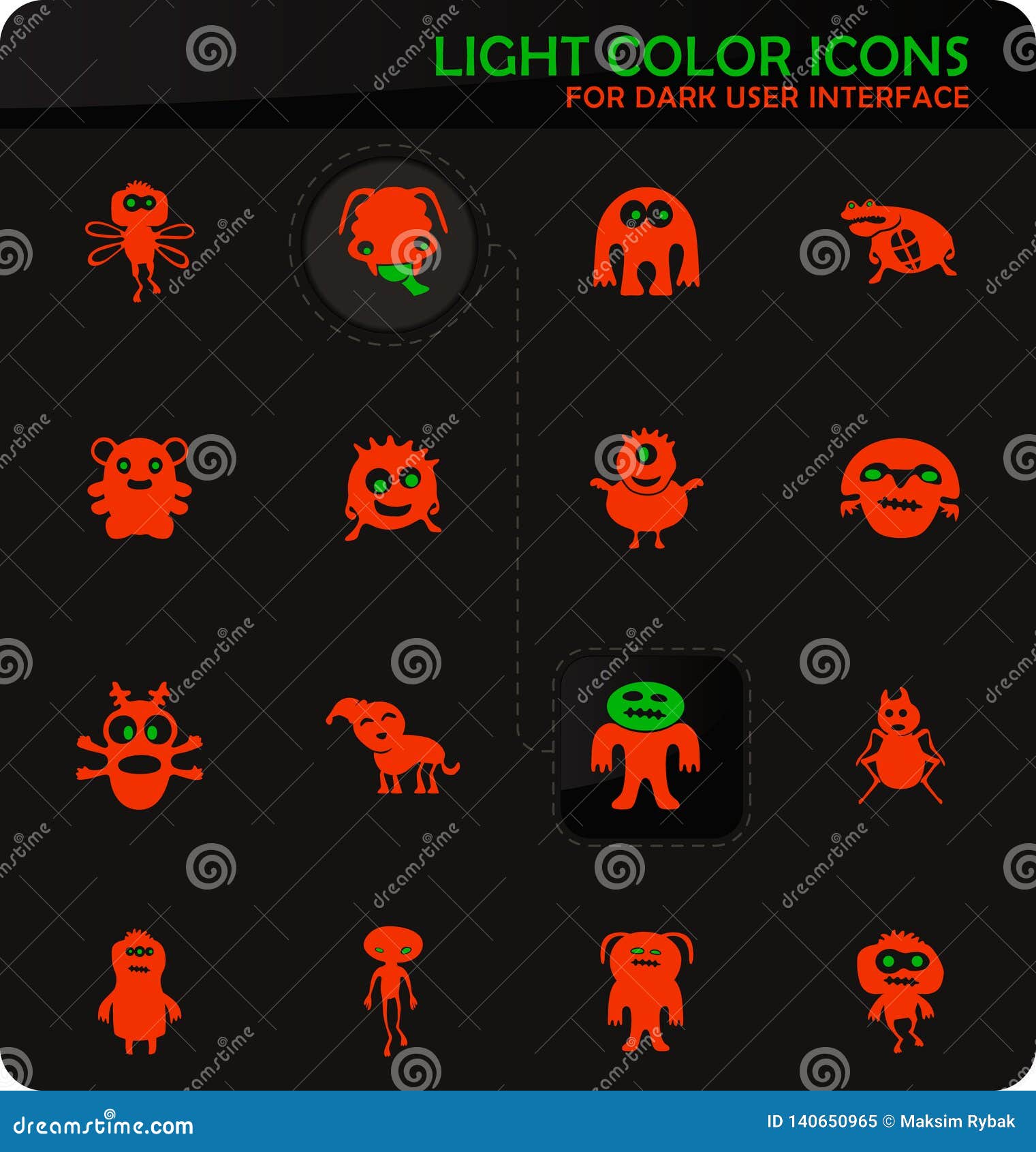 Monster icons set stock vector. Illustration of game - 140650965