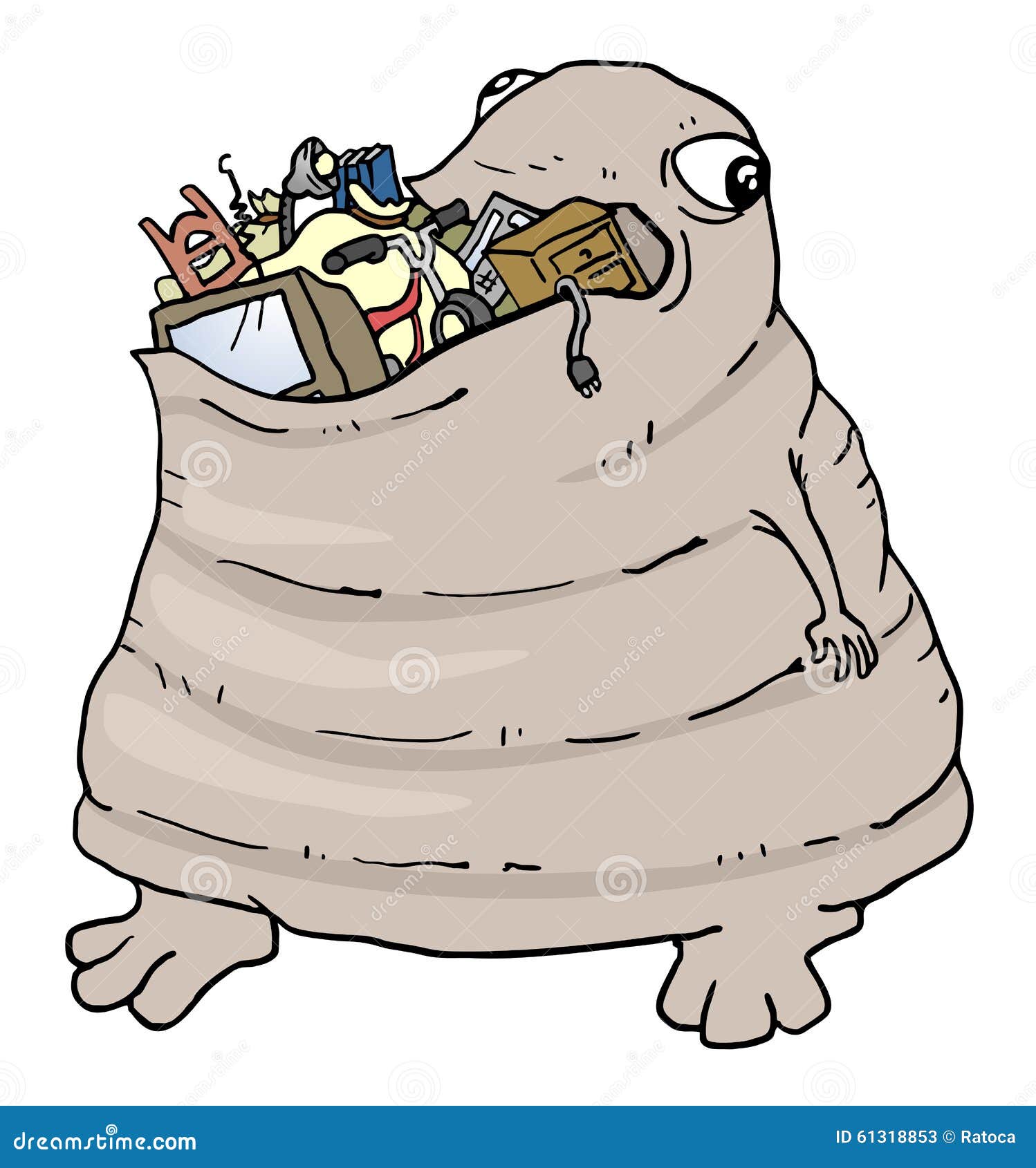 Monster eating garbage stock vector. Illustration of cartoon - 61318853