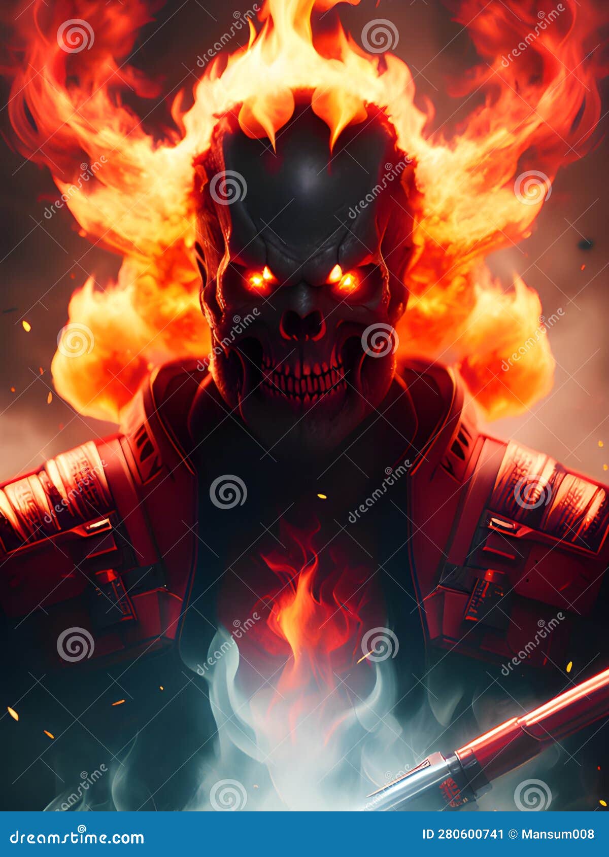 Monster Evil in the Hell with Fire, AI Generated Stock Illustration ...