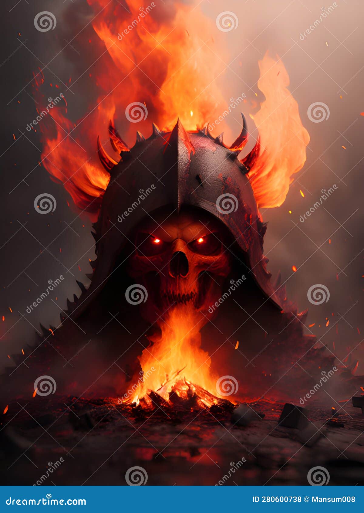 Monster Evil in the Hell with Fire, AI Generated Stock Illustration ...