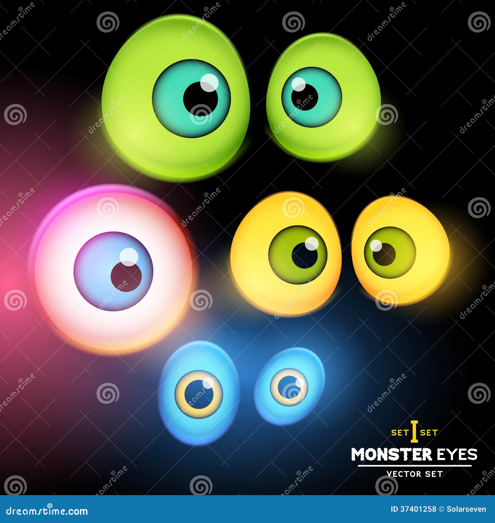 Monster Eyeball Set stock vector. Illustration of element - 37401258