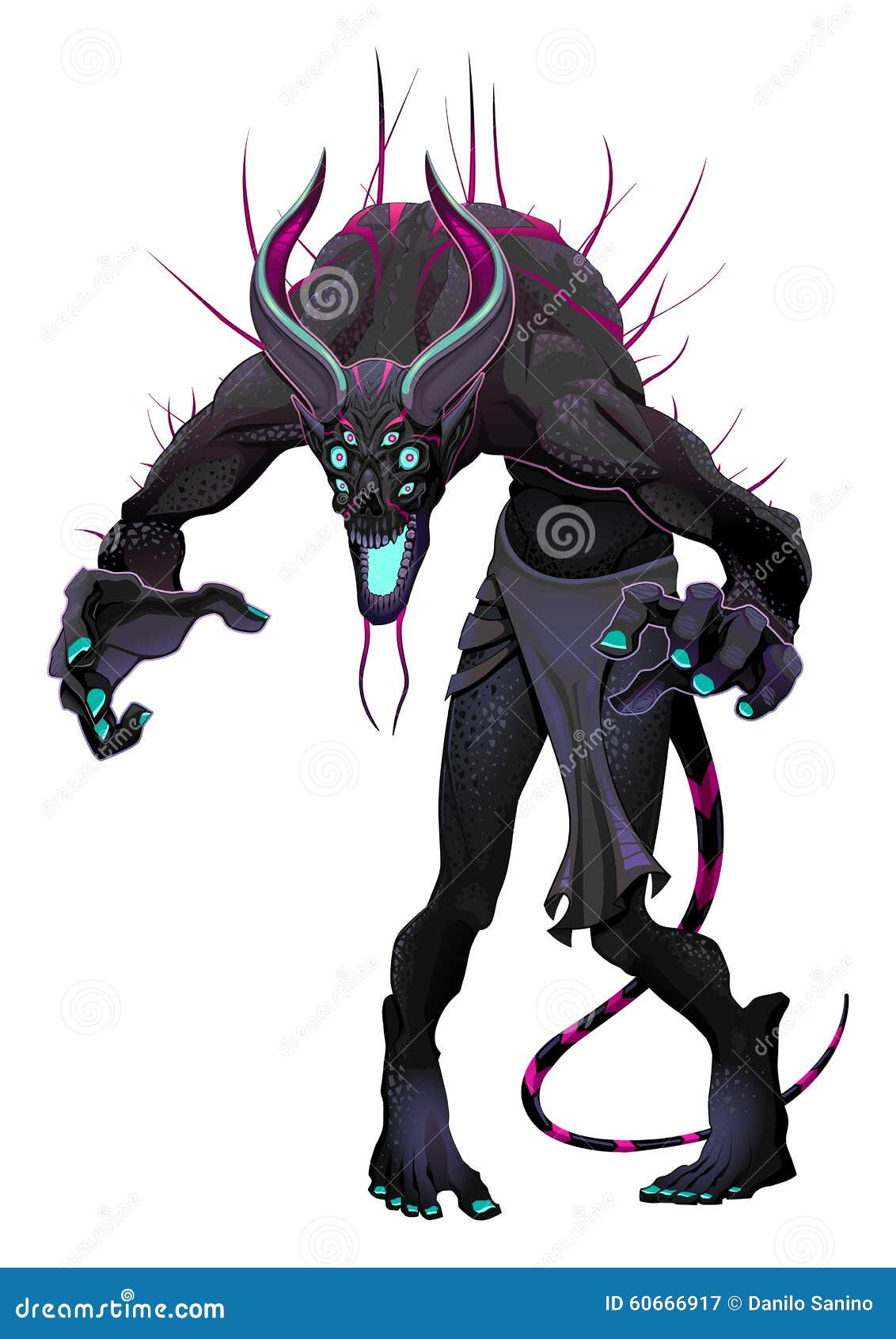 Monster with 6 eyes stock vector. Illustration of scary - 60666917