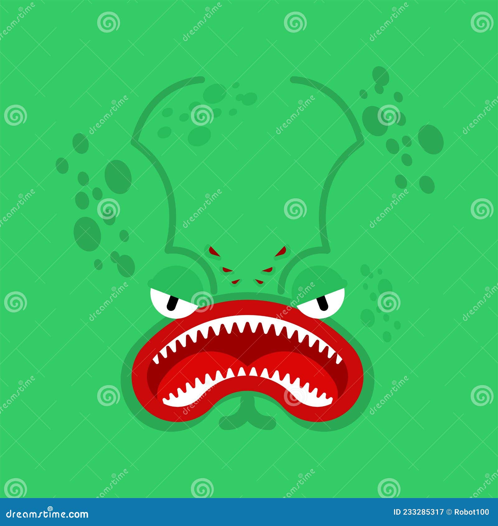 Monster Face. Teeth and Jaws of Green Monstrosity Stock Vector ...