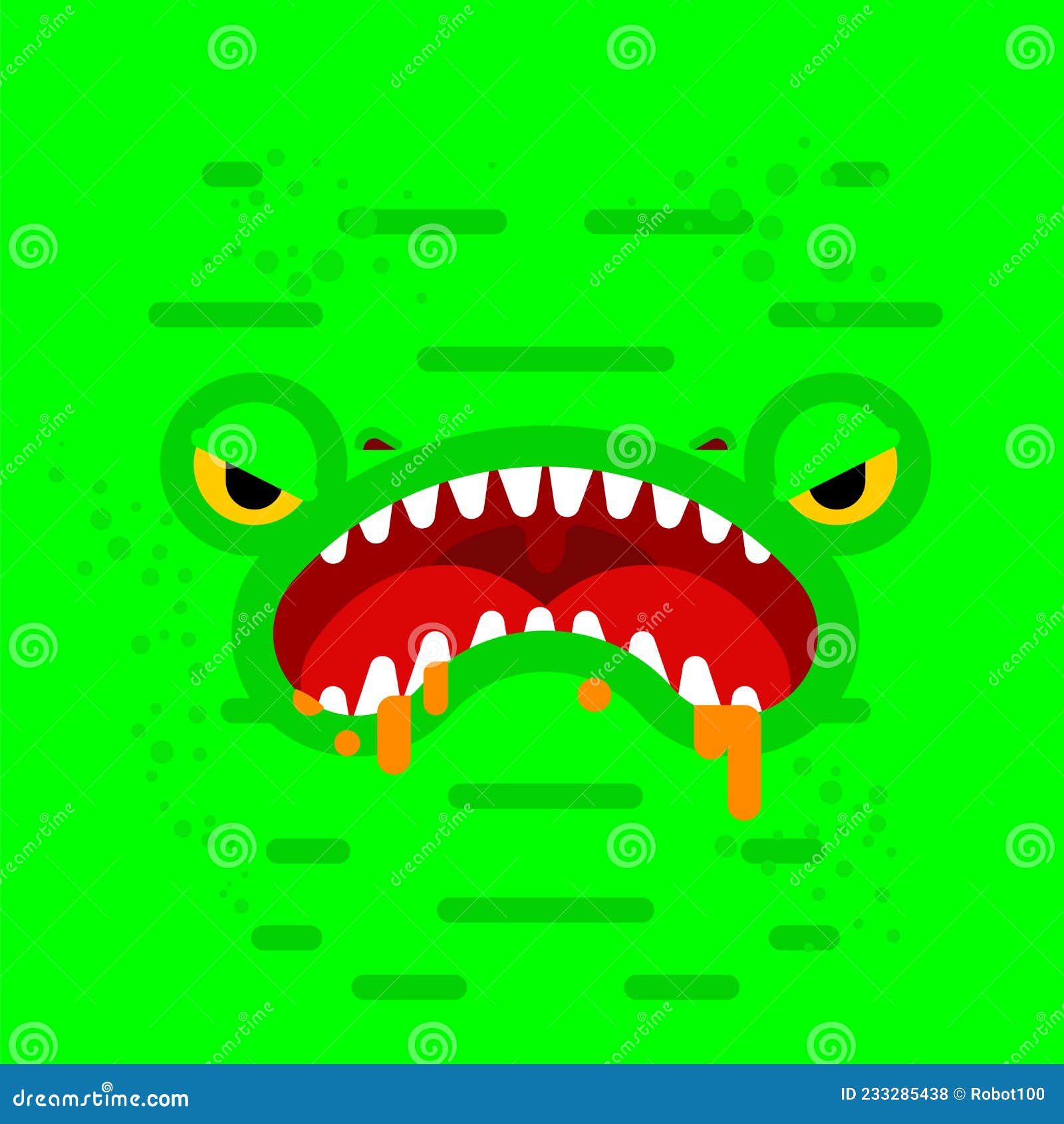 Monster Face. Teeth and Jaws of Green Monstrosity Stock Vector ...